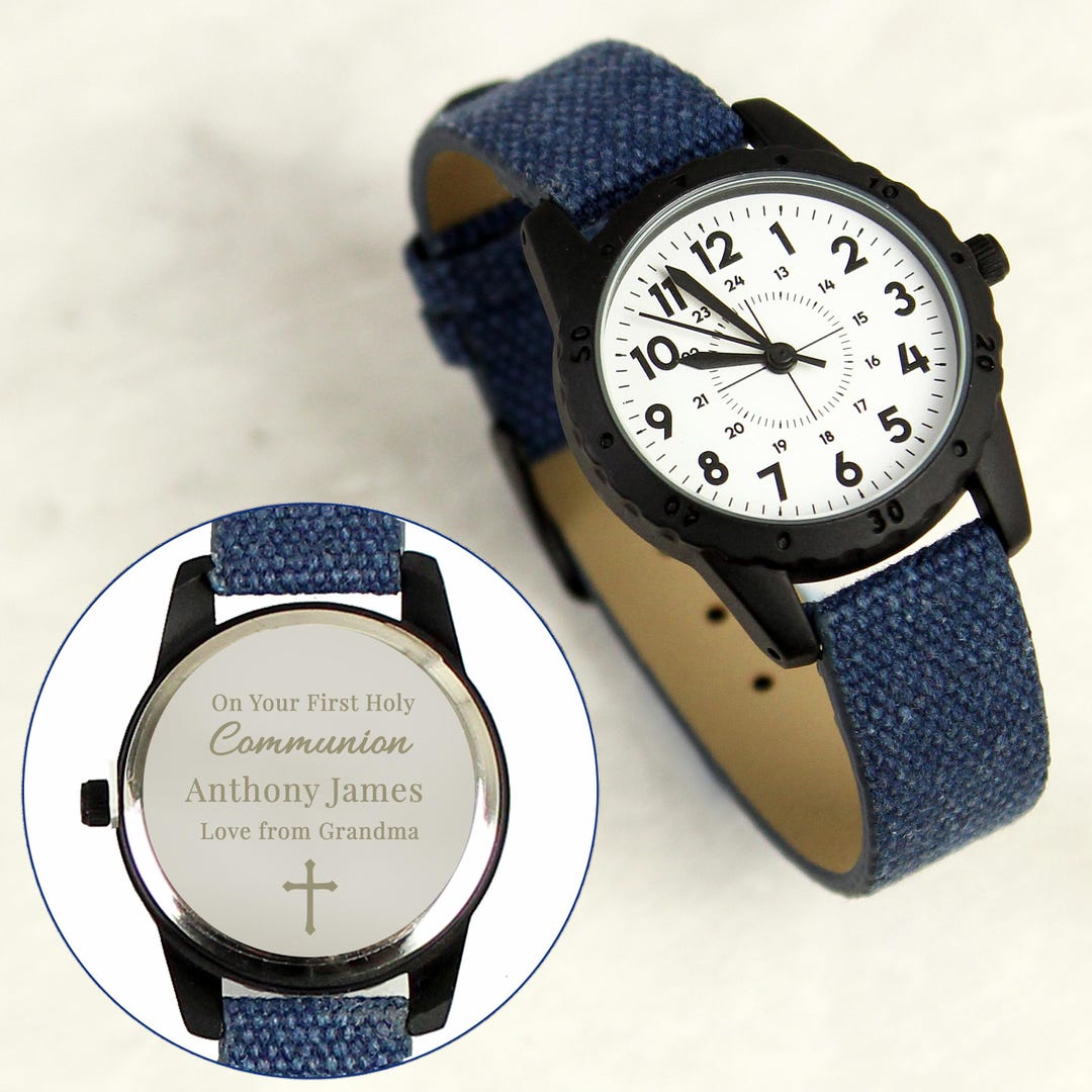 Personalised Holy Communion, Christening, Confirmation Blue Watch Gift ...