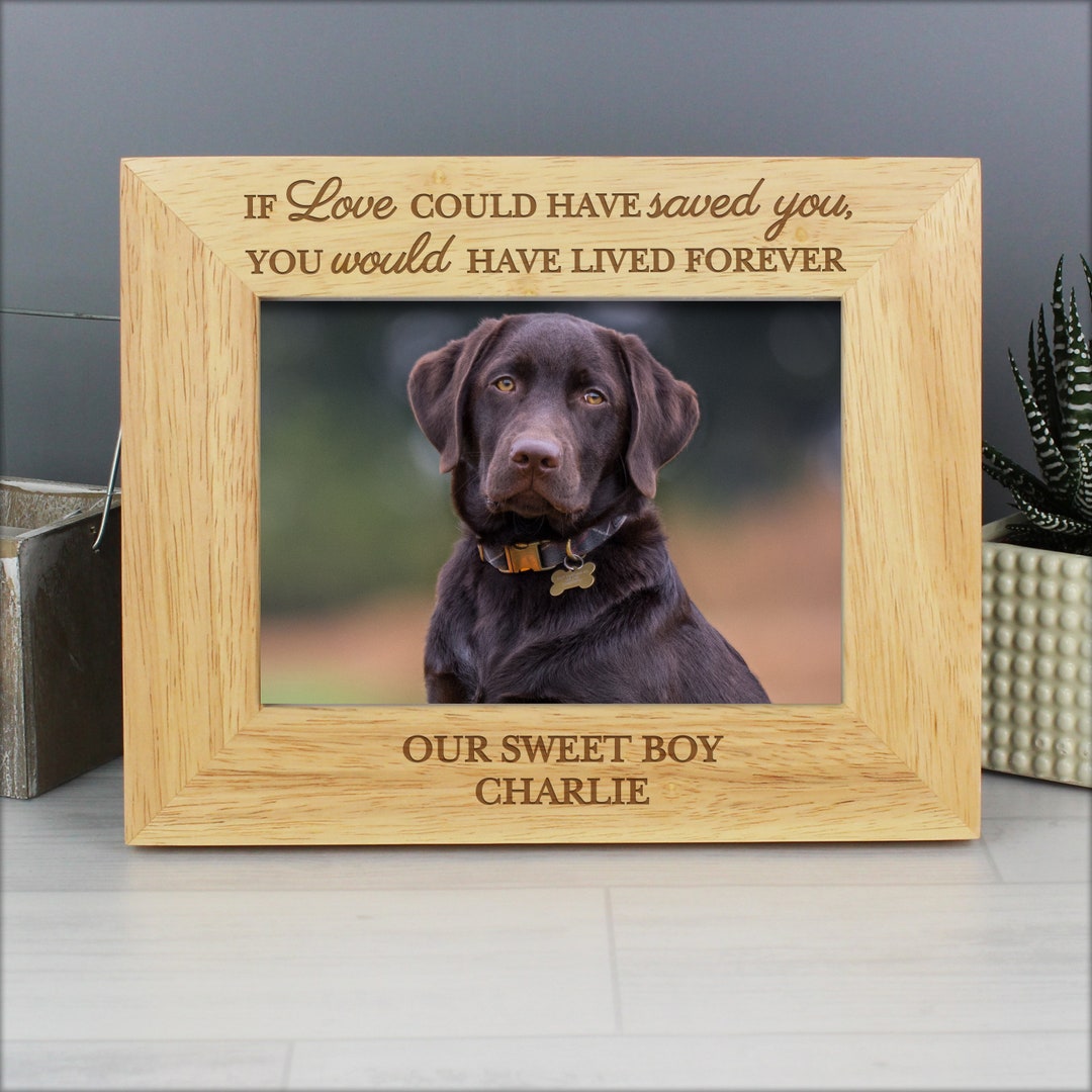 Personalised Pet Memorial 5x7 Photo Frame - Wooden Dog Cat Pet Memory ...