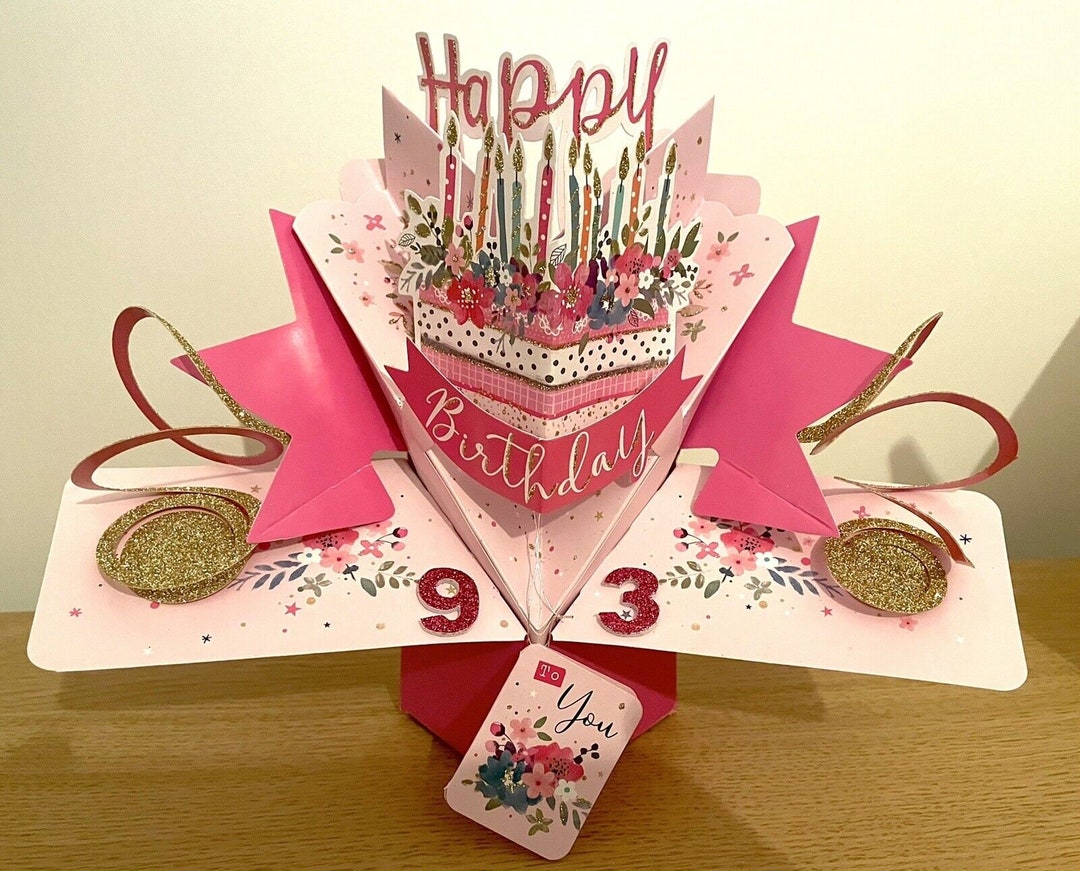 Happy 93rd Birthday 93 Today Pop-up 3D Greetings Card for Her Mum Gran ...