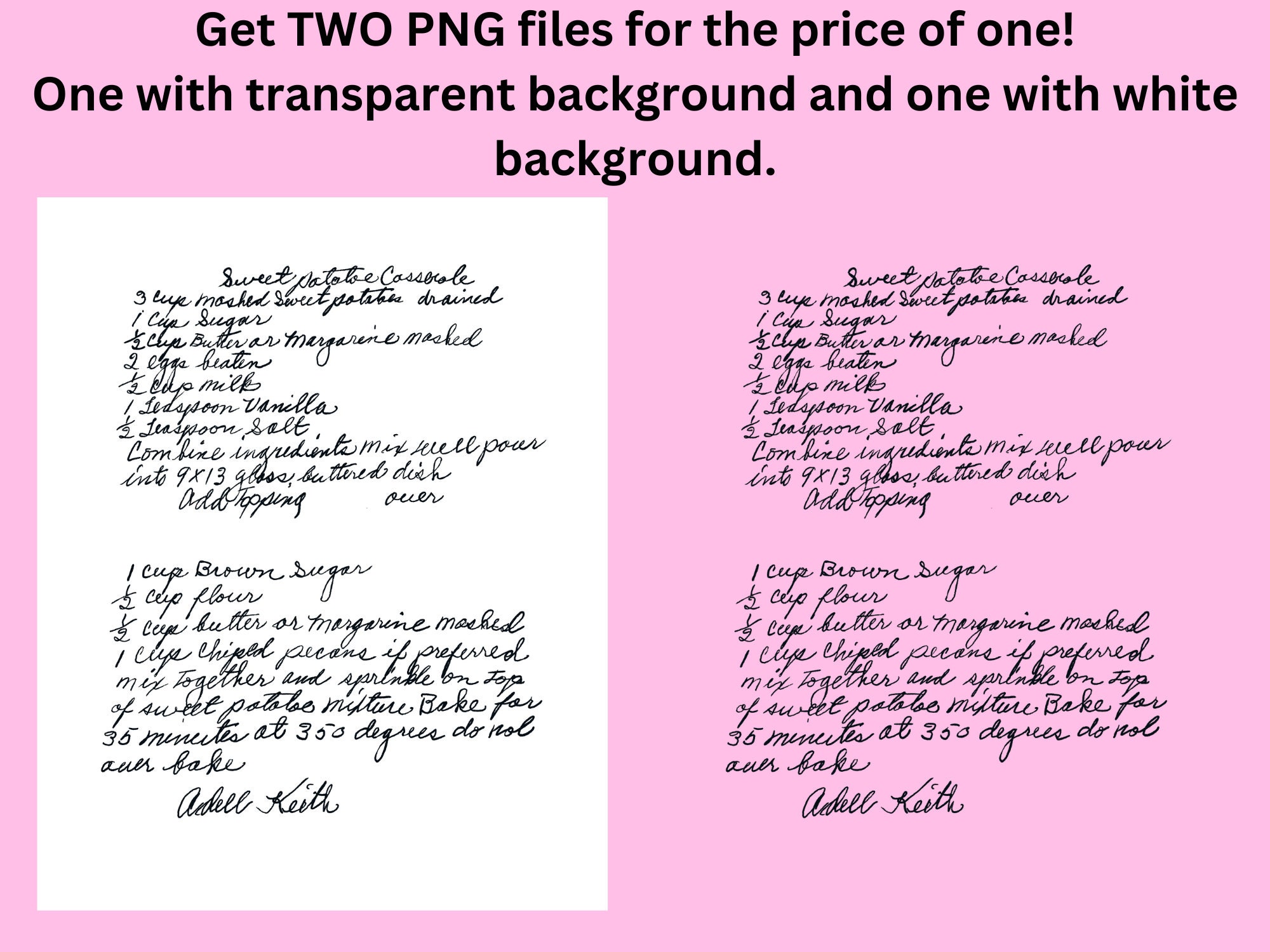 Custom Handwritten Recipe Into Printable PNG File, DIGITAL FILES ...