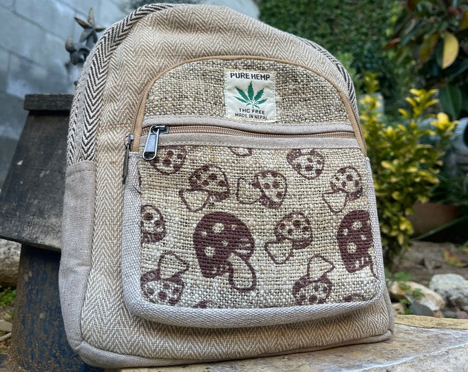 Mushroom Bag, Vegan Handmade Backpack, Hemp Bag, Mini Backpack ...
