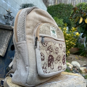 Mushroom Bag, Vegan Handmade Backpack, Hemp Bag, Mini Backpack ...