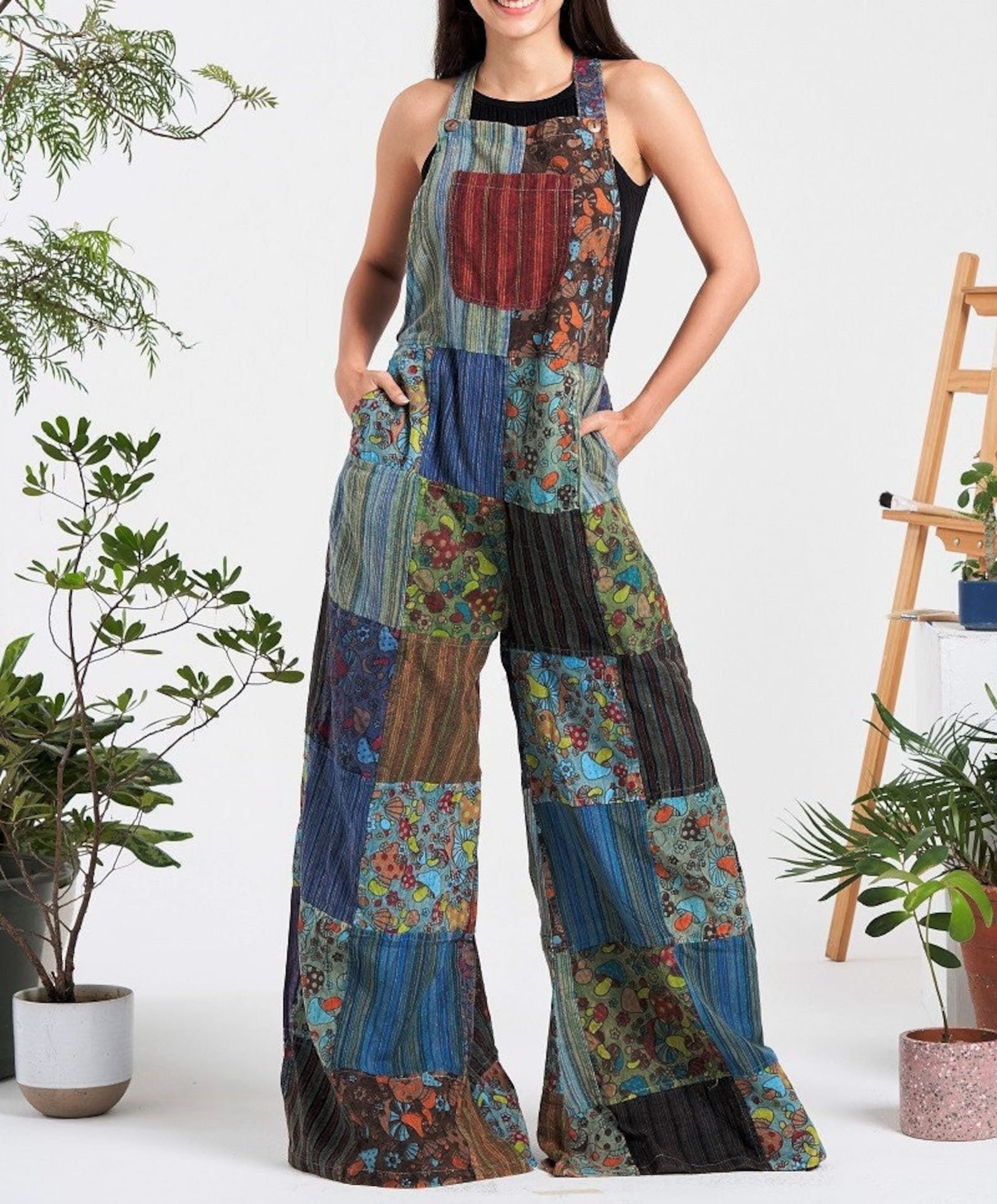 100% Cotton Mushroom Print Unique One of a Kind Patchwork Unisex ...