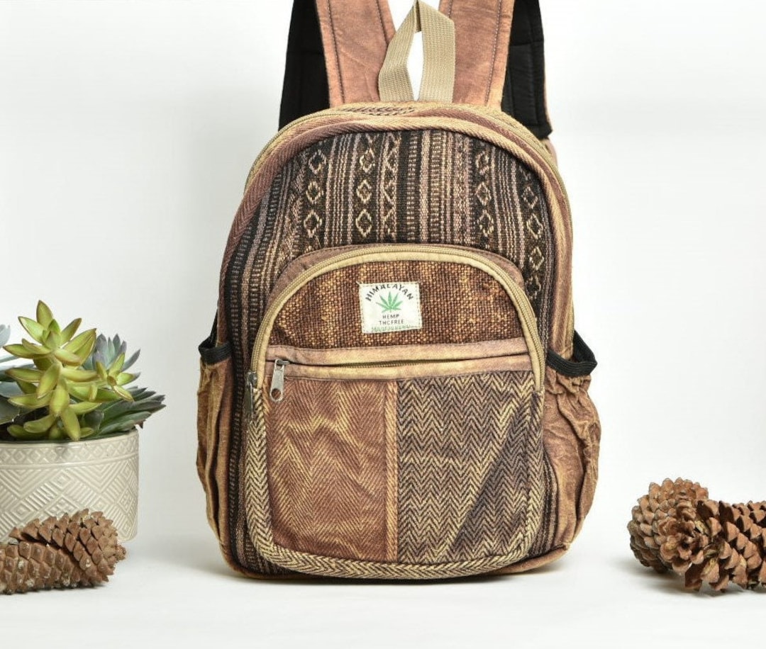Stylish Rusty Brown Hemp Backpack - Medium Size (13"x12") - Fair Trade ...