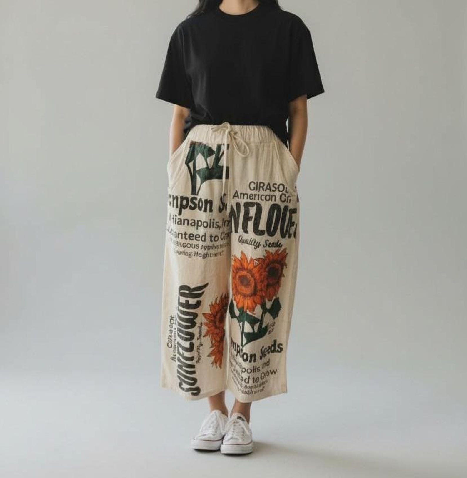 Vintage Sack Print Cotton Wide-leg - 100% Cotton - One Size - Etsy
