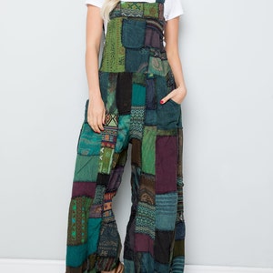 100% Cotton Unique One of a Kind Patchwork Unisex Overalls | One Size ...