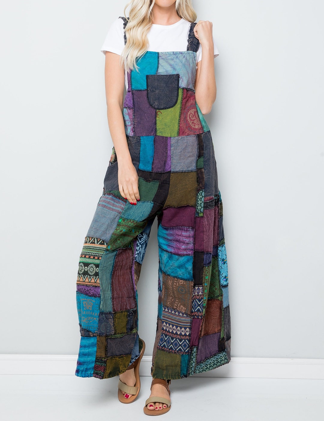 100% Cotton Unique One of a Kind Patchwork Unisex Overalls | One Size ...