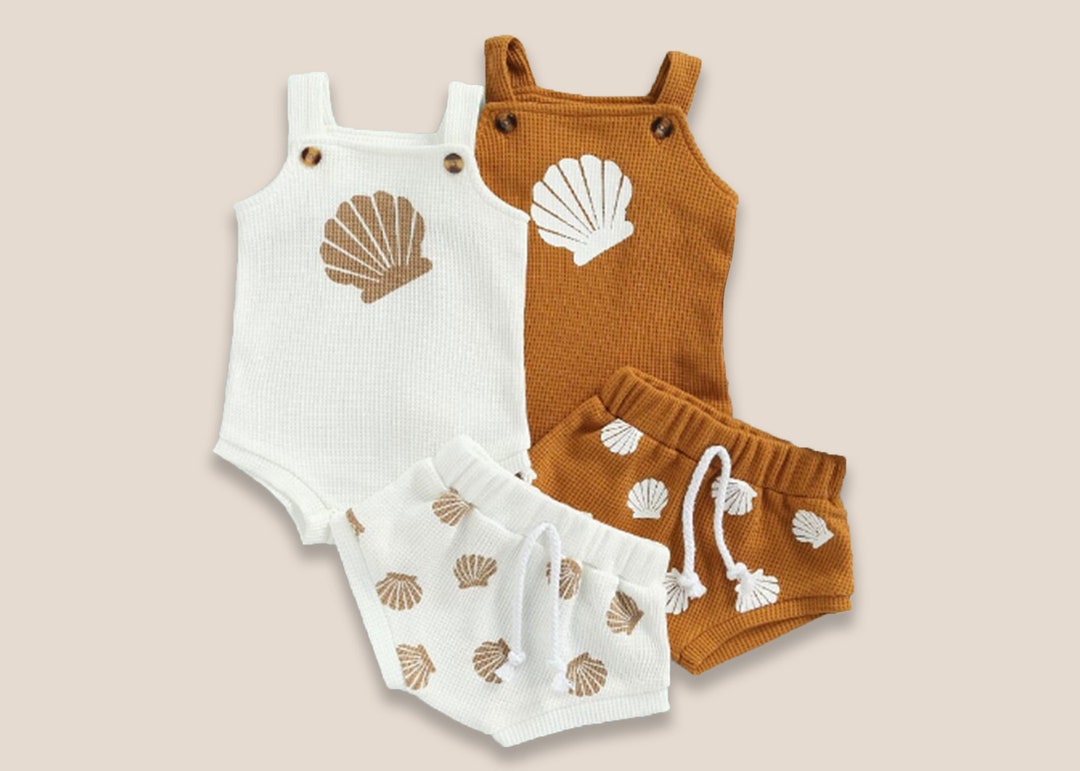 Seashell Baby Sleeveless Romper, Summer Baby Shower, Sleeveless ...