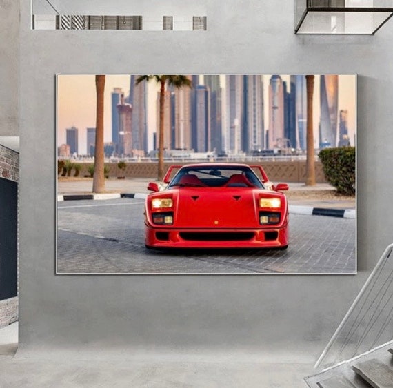 Ferrari F40 Red Dubai Poster Canvas Printing Wall Art for - Etsy