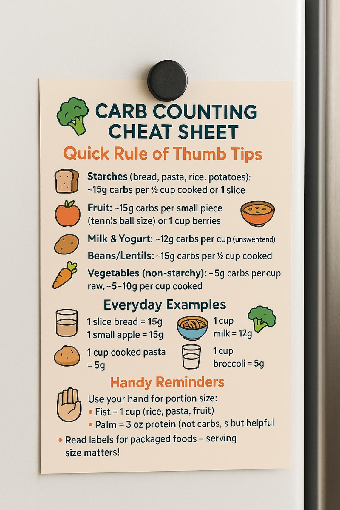 Printable Carb Counting Chart | Diabetes Nutrition Guide | Low Carb ...