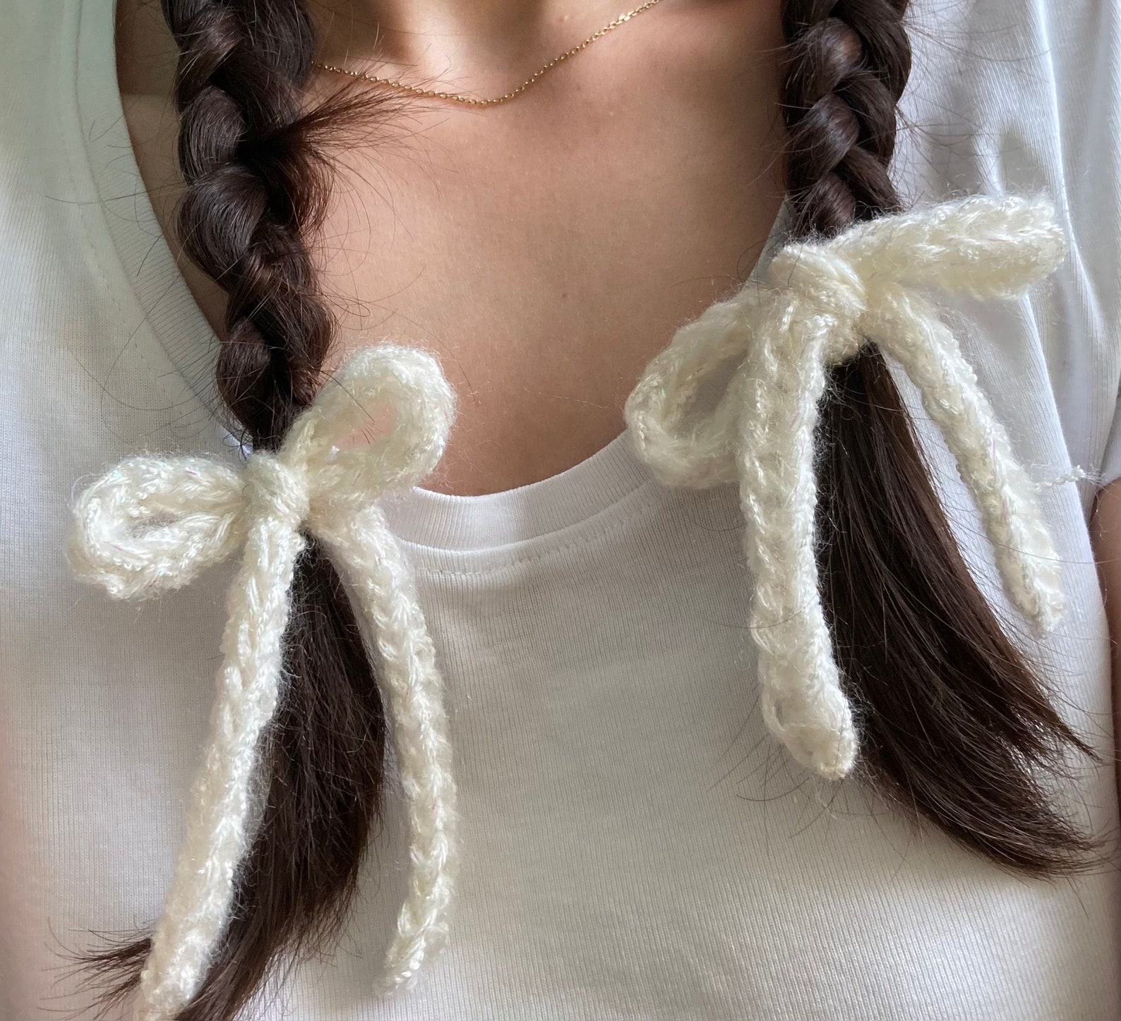 Hair Bow Fuzzy Hair Ribbon Crochet Bow Tie Hair Ribbon - Etsy