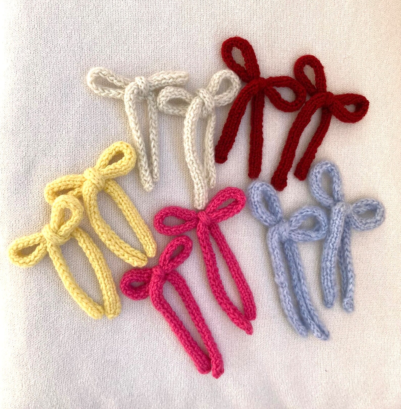 Hair Bow, Fuzzy Hair Ribbon, Crochet Bow Tie, Hair Ribbon, Knit Ribbon ...