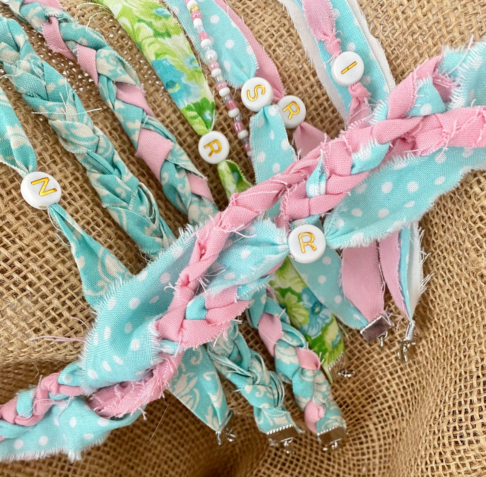 Fabric Initial Bracelet Name Bracelet Ribbon Bracelet Mom Bracelet ...