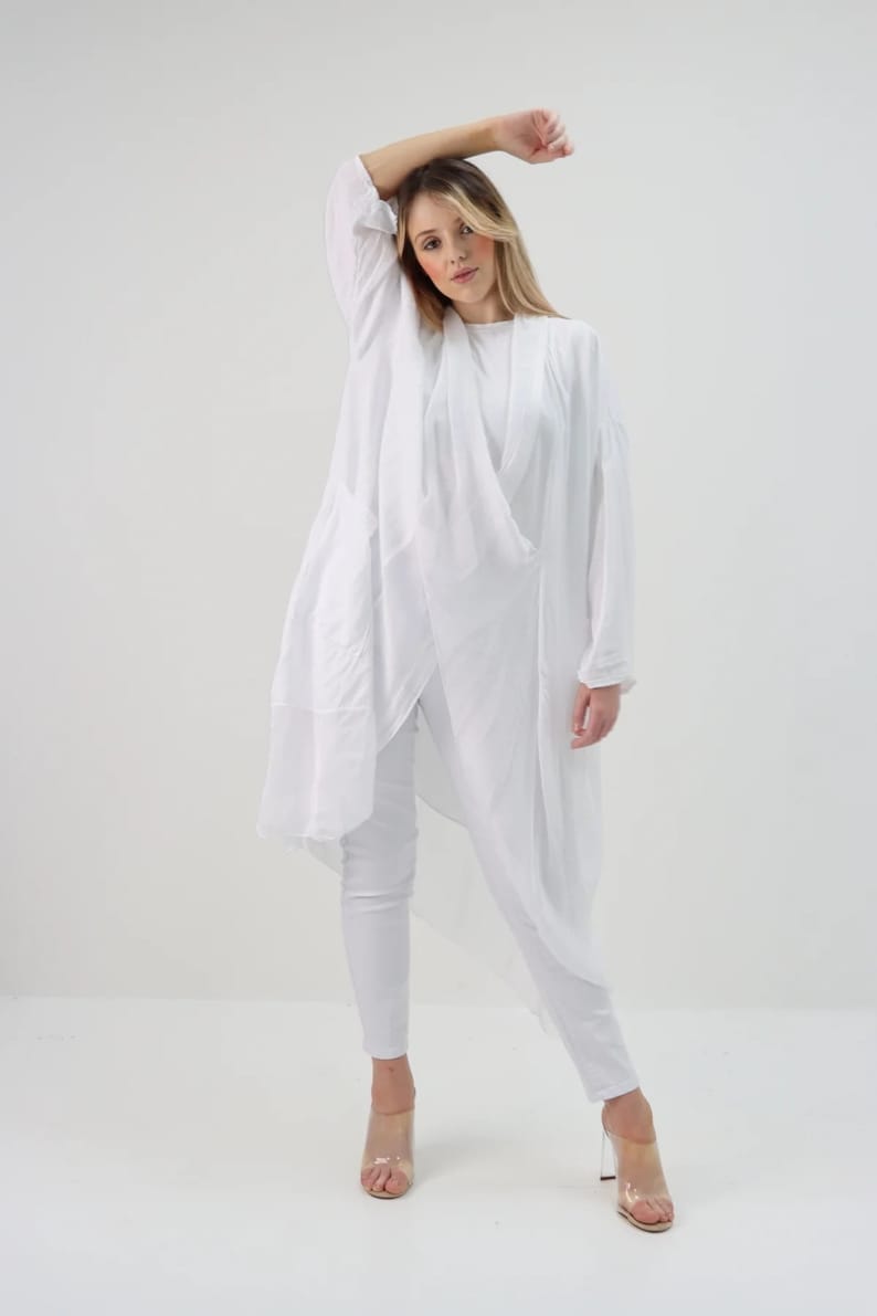 Ladies Italian Tunic Silk Top Womens Lagenlook Plain Wrap Over Front ...