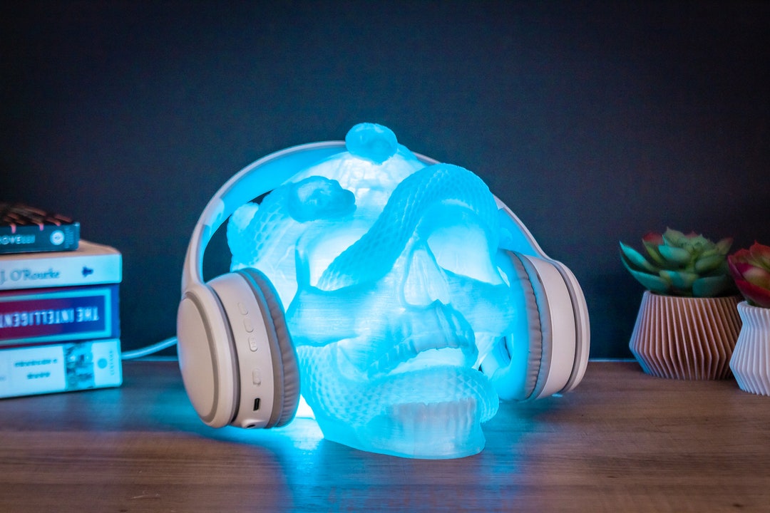 RGB Light up Snake Skull Headphone Stand | Headset Stand | Perfect ...