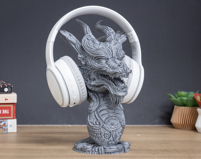 Ornate Dragon Headphone Stand | Dragon Headset Stand | Dragon Gift for ...