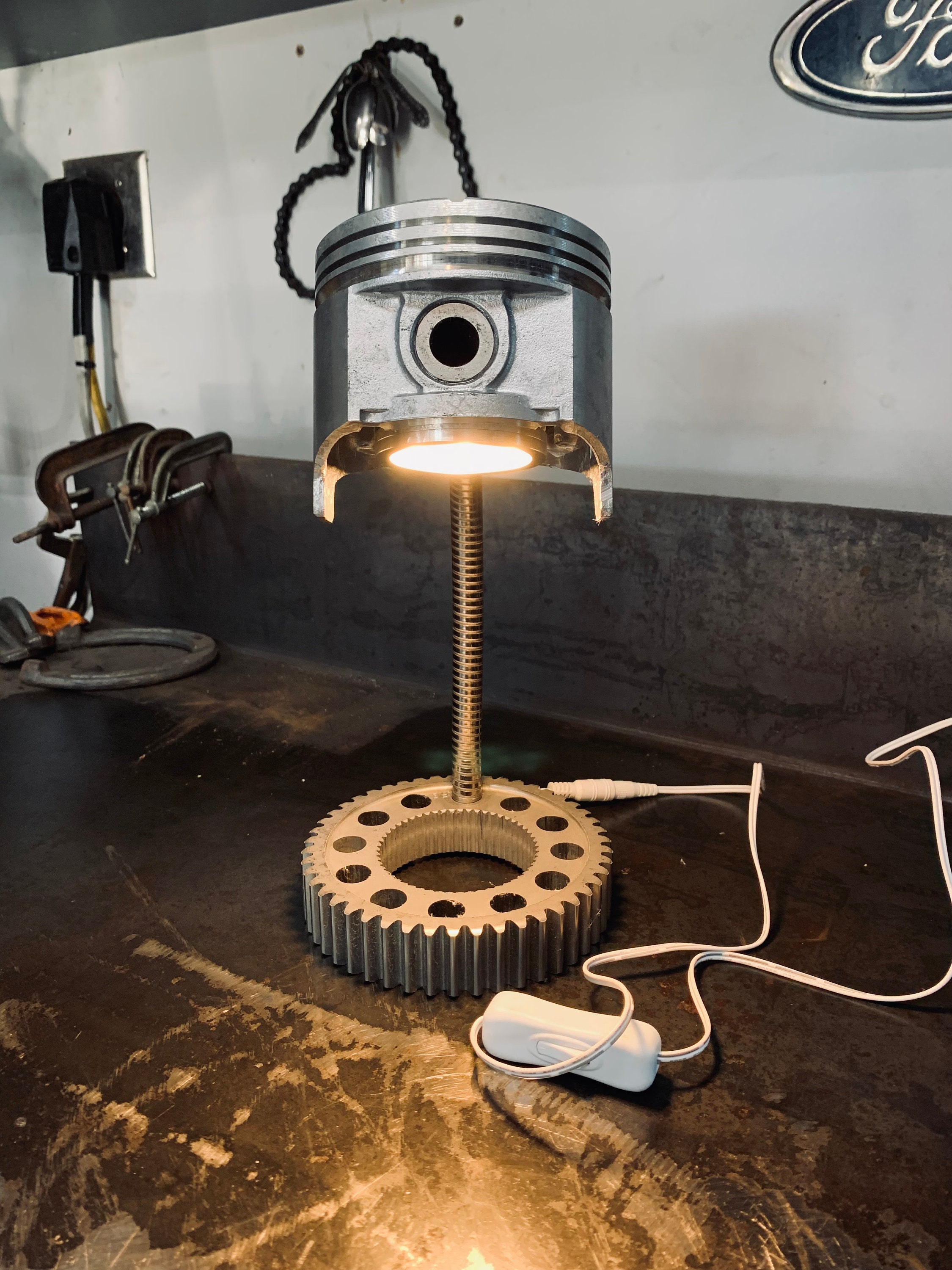 Piston & Gear Desk Lamp - Etsy