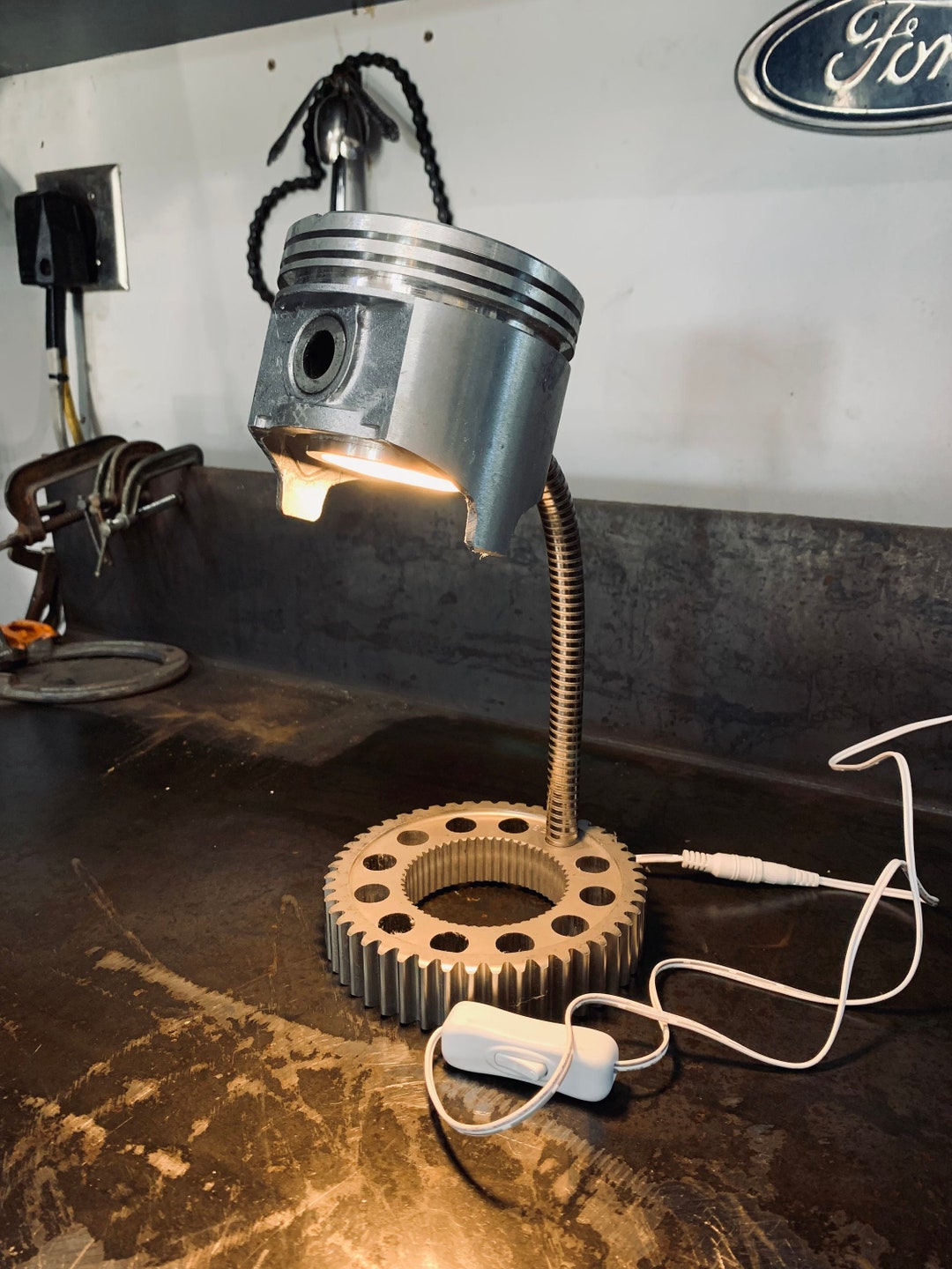 Piston & Gear Desk Lamp - Etsy