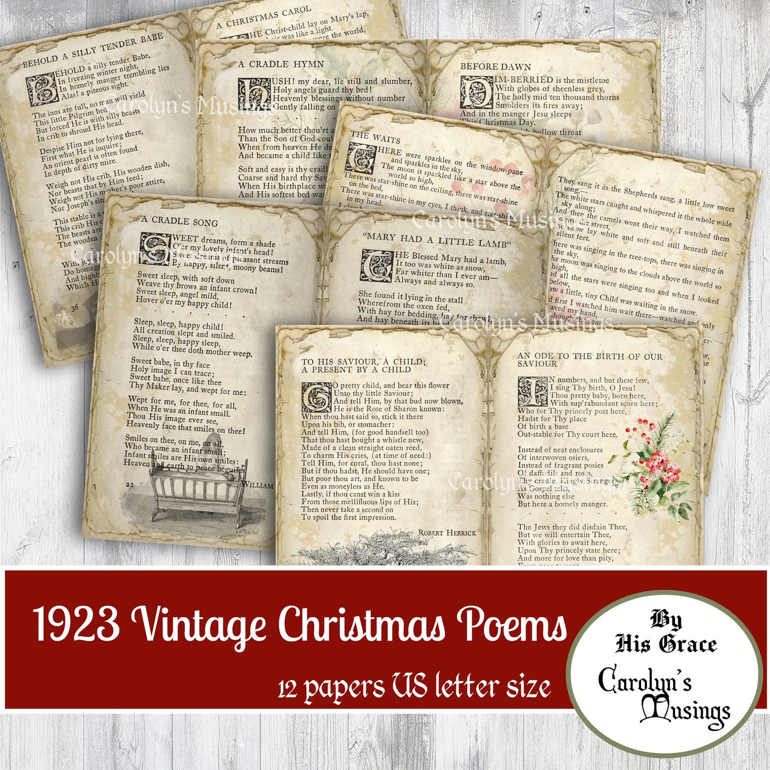 Junk Journal, Vintage Christmas, 1923, Christian Christmas, Poems ...