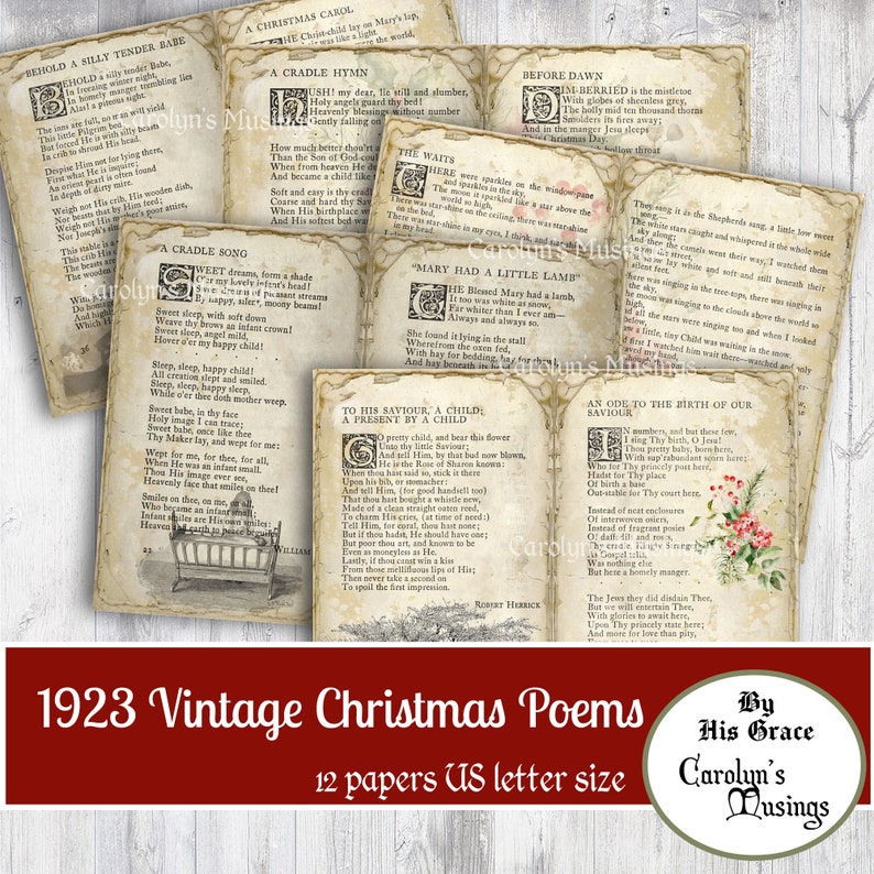 Junk Journal, Vintage Christmas, 1923, Christian Christmas, Poems ...