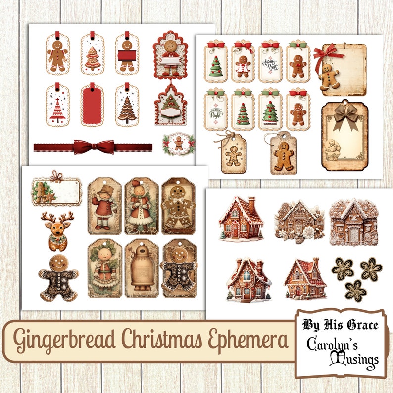 Vintage Gingerbread Christmas Ephemera: Junk Journal Addon (digital ...