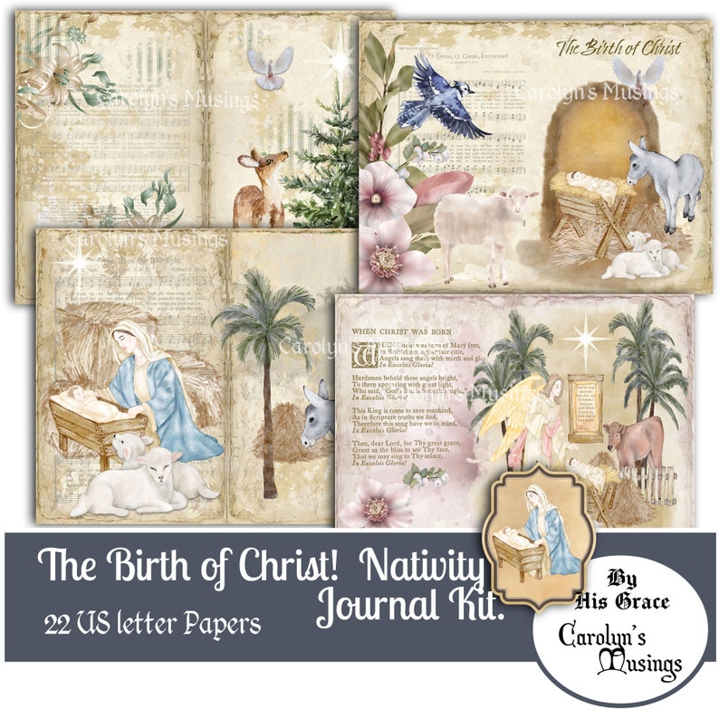 Nativity, Junk Journal Kit, Printable, Birth Of, Jesus Christ, Vintage ...