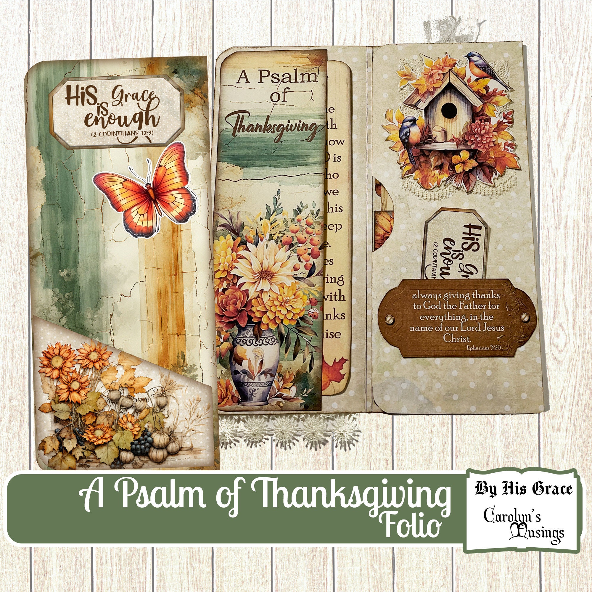 A Psalm of Thanksgiving Junk Journal Folio: Autumn Gratitude (digital ...