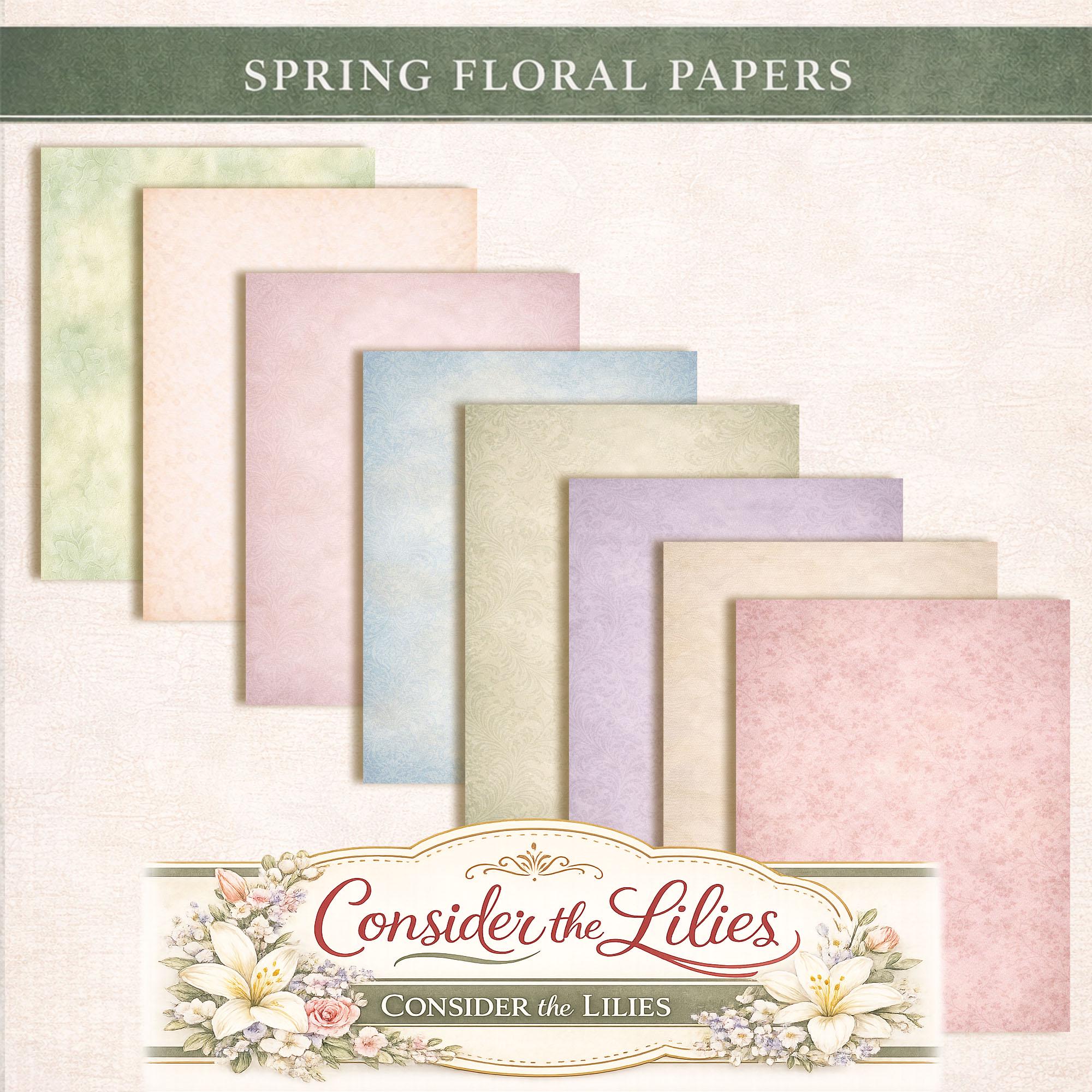 Vintage Floral Digital Paper Pack Printable Consider the Lilies, Faith ...