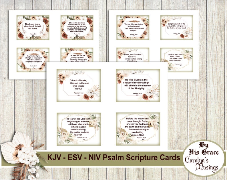 Psalm Scripture Cards, KJV ESV Printable (digital Download) - Etsy