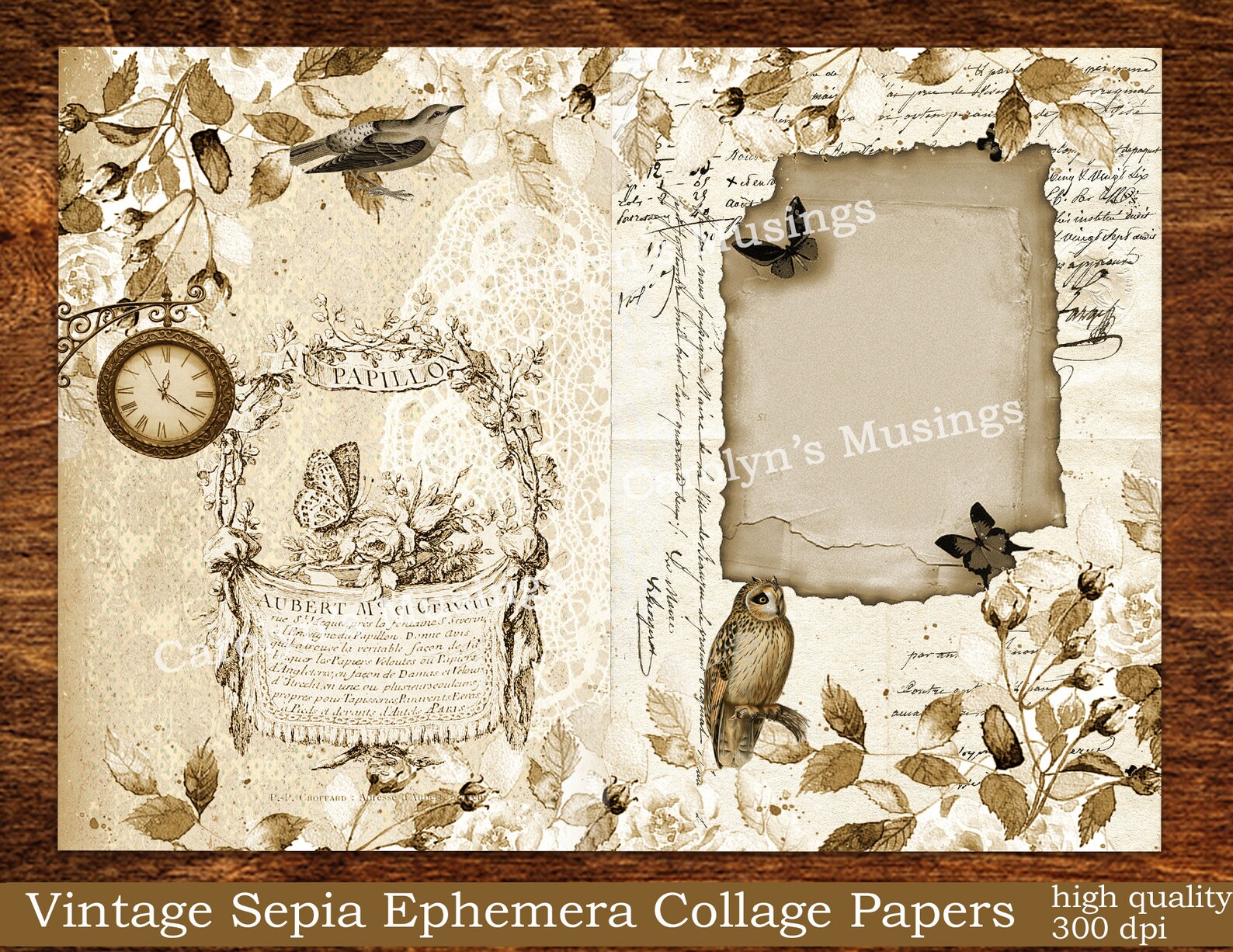 Vintage Sepia Ephemera Papers, Junk Journal Scrapbook (digital Download ...