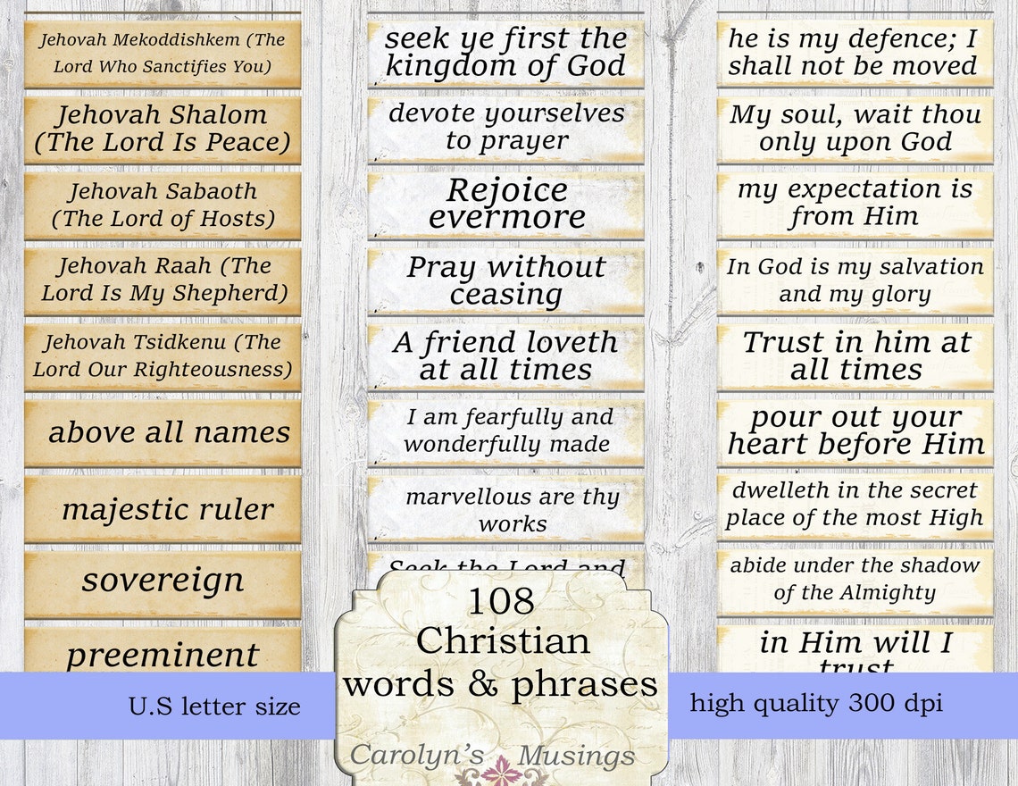 Christian Words and Phrases Printable Prayer Journal Ephemera - Etsy