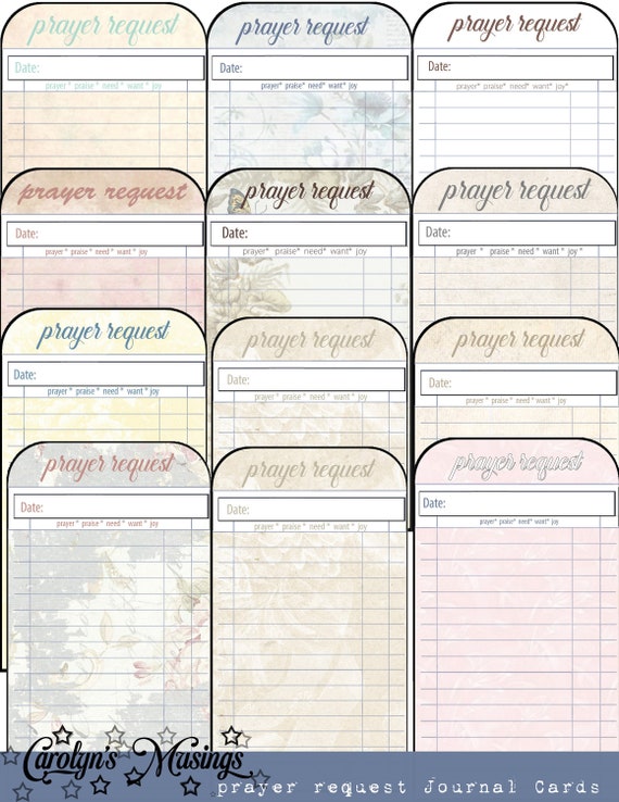 Printable Prayer Request Journal Cards Junk Journal Prayer - Etsy
