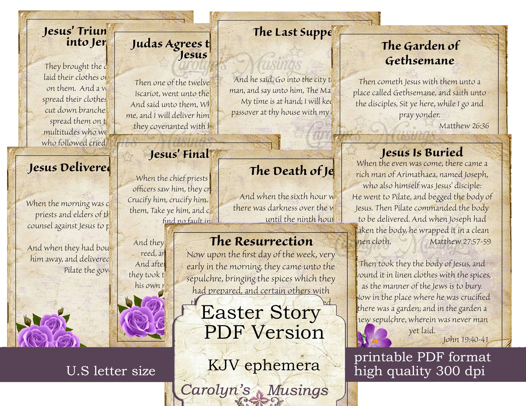The Easter Story Printable Bible Journaling Ephemera, PDF Version ...