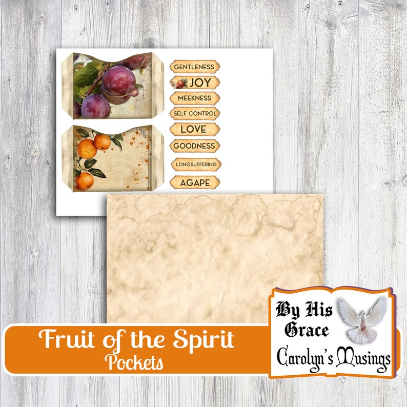 Fruit of the Spirit Pockets: Vintage KJV/NIV Journal (digital Download ...