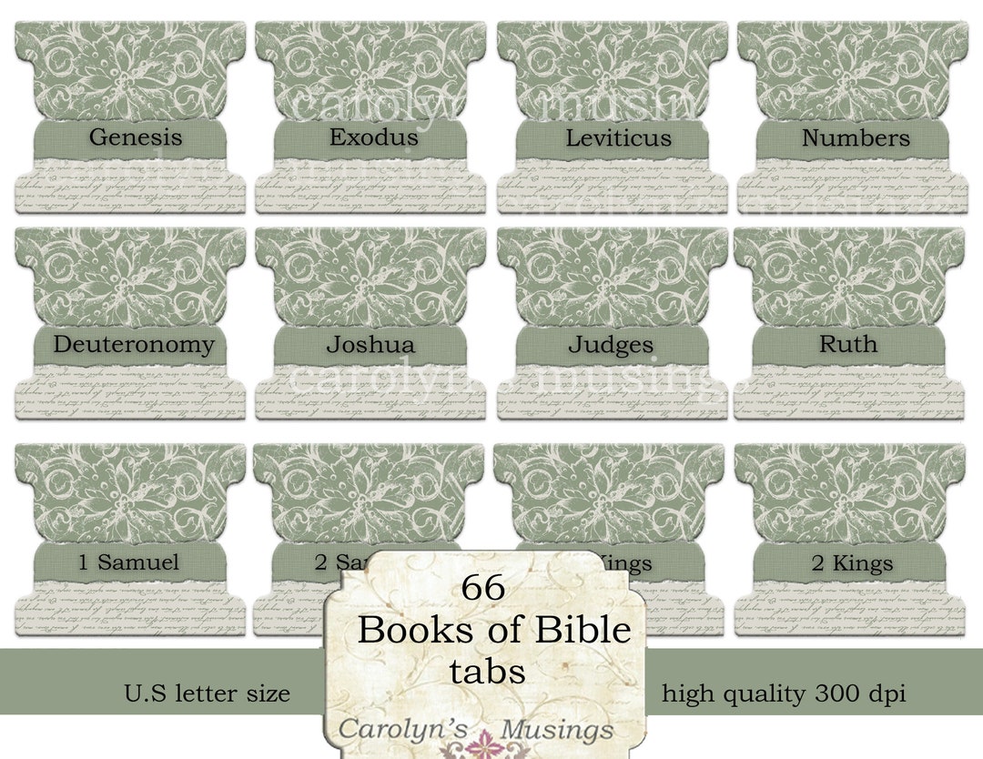 Books of the Bible Tabs, Printable Bible Tabs for Bible Journaling, Old ...
