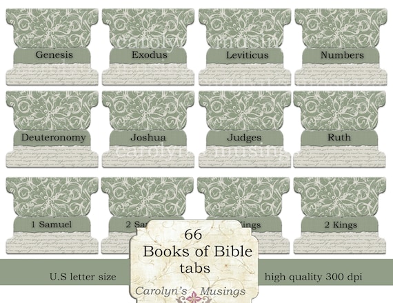 Books of the Bible Tabs Printable Bible Tabs for Bible - Etsy