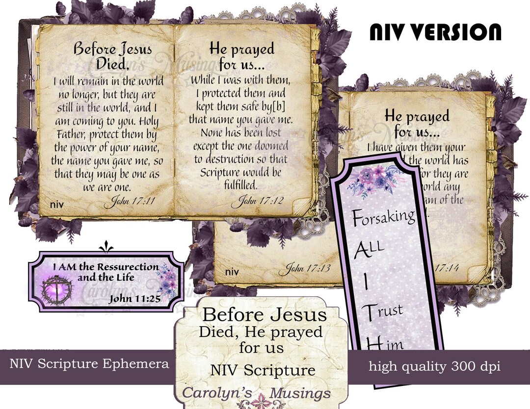 Easter Story NIV Scripture Cards, Prayer Journal Ephemera (JPG) - Etsy