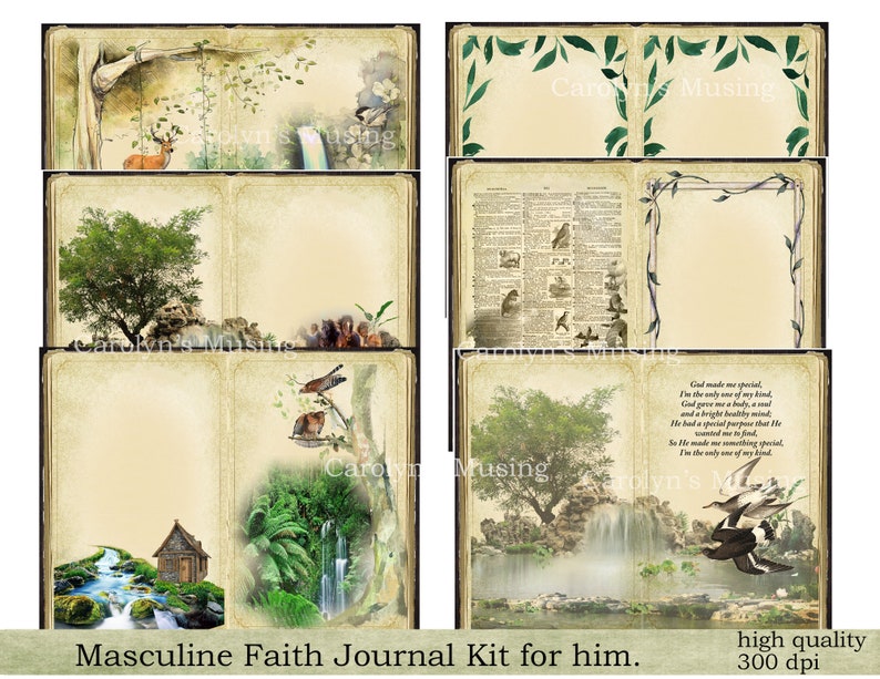 Printable Masculine Faith Journal Kit, Christian Junk Journal for Him ...