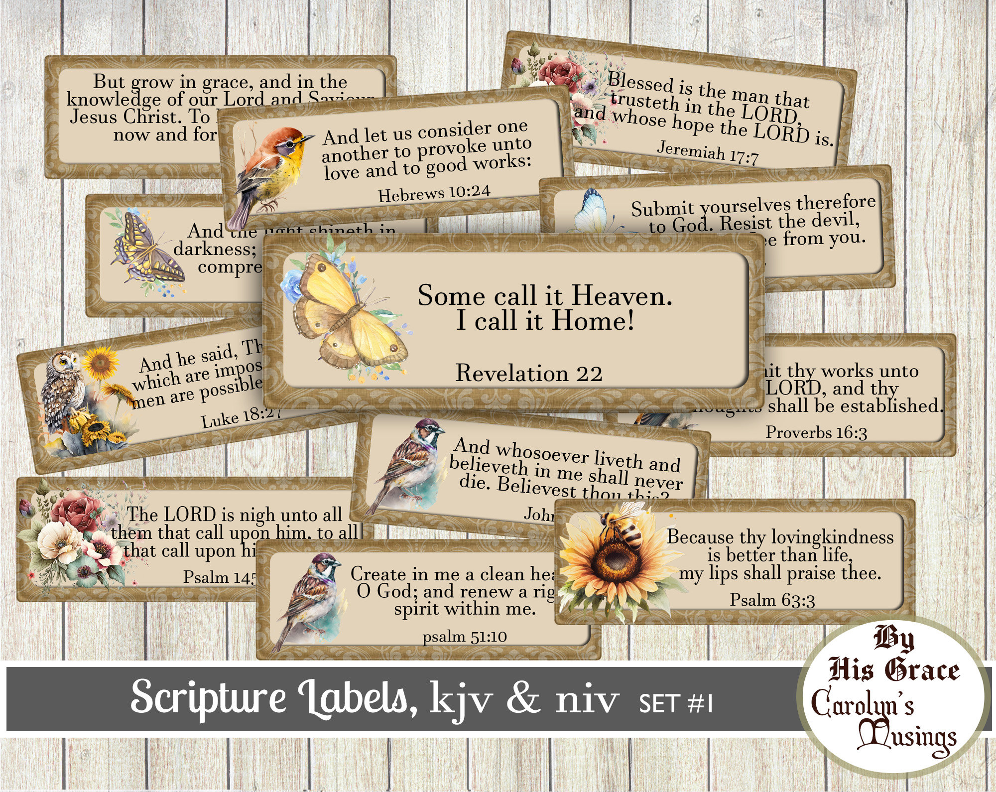 Scripture Verse Labels KJV NIV Prayer Journal Ephemera - Etsy Australia