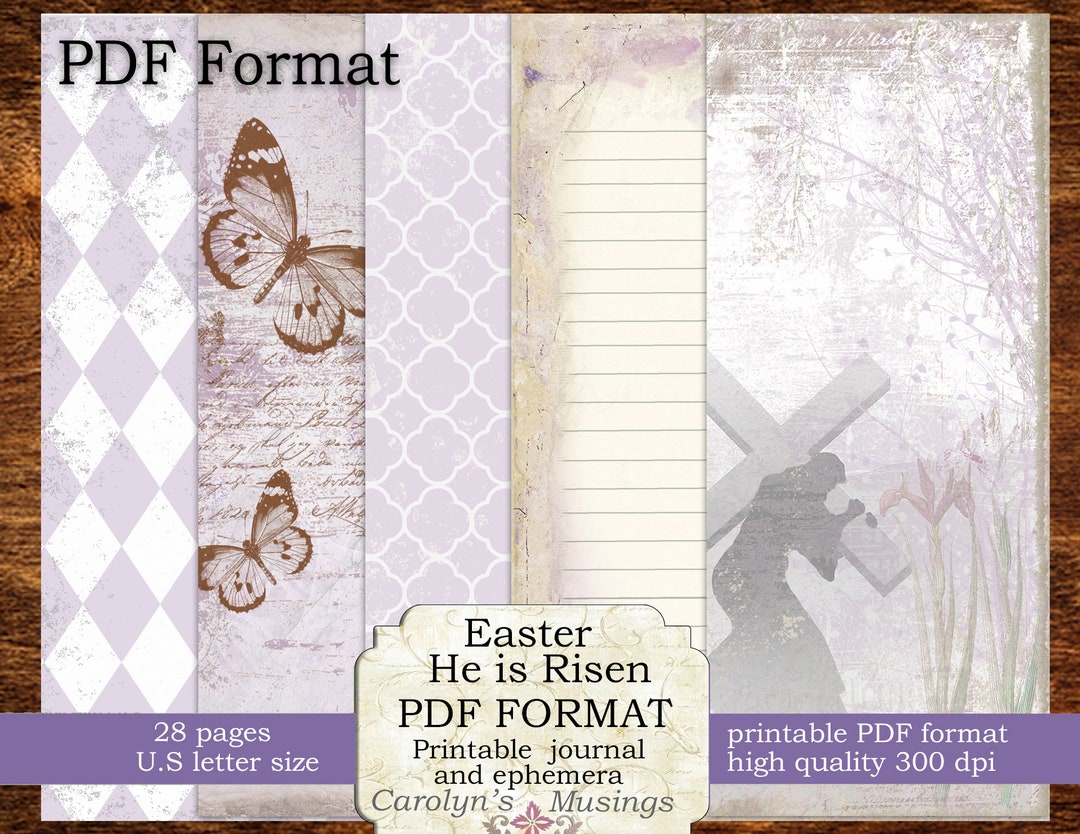 Printable Christian Journal Pages PDF Format, He is Risen Bible ...