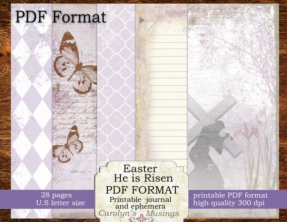 Printable Christian Journal Pages PDF Format He is Risen - Etsy
