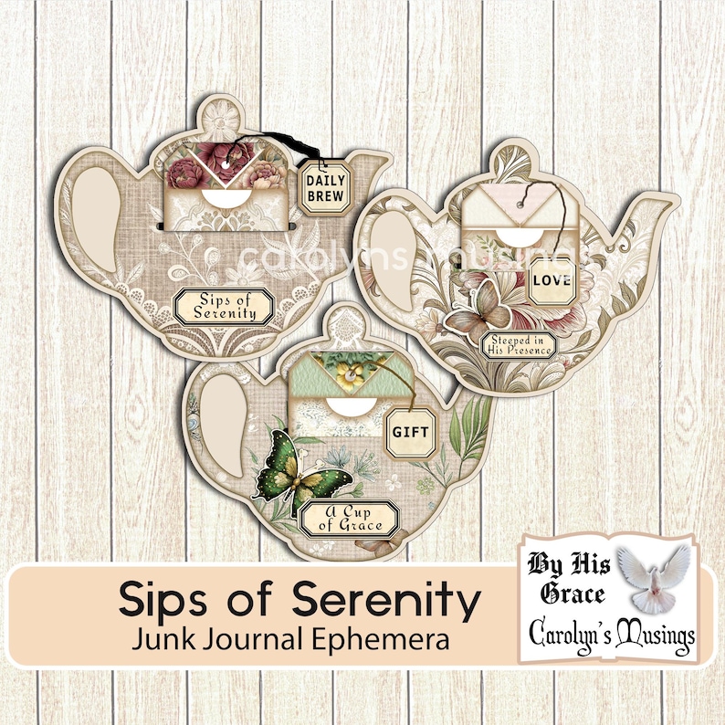 Christian Tea Ephemera Kit: Vintage Bible Journal Scrapbook Sips of ...