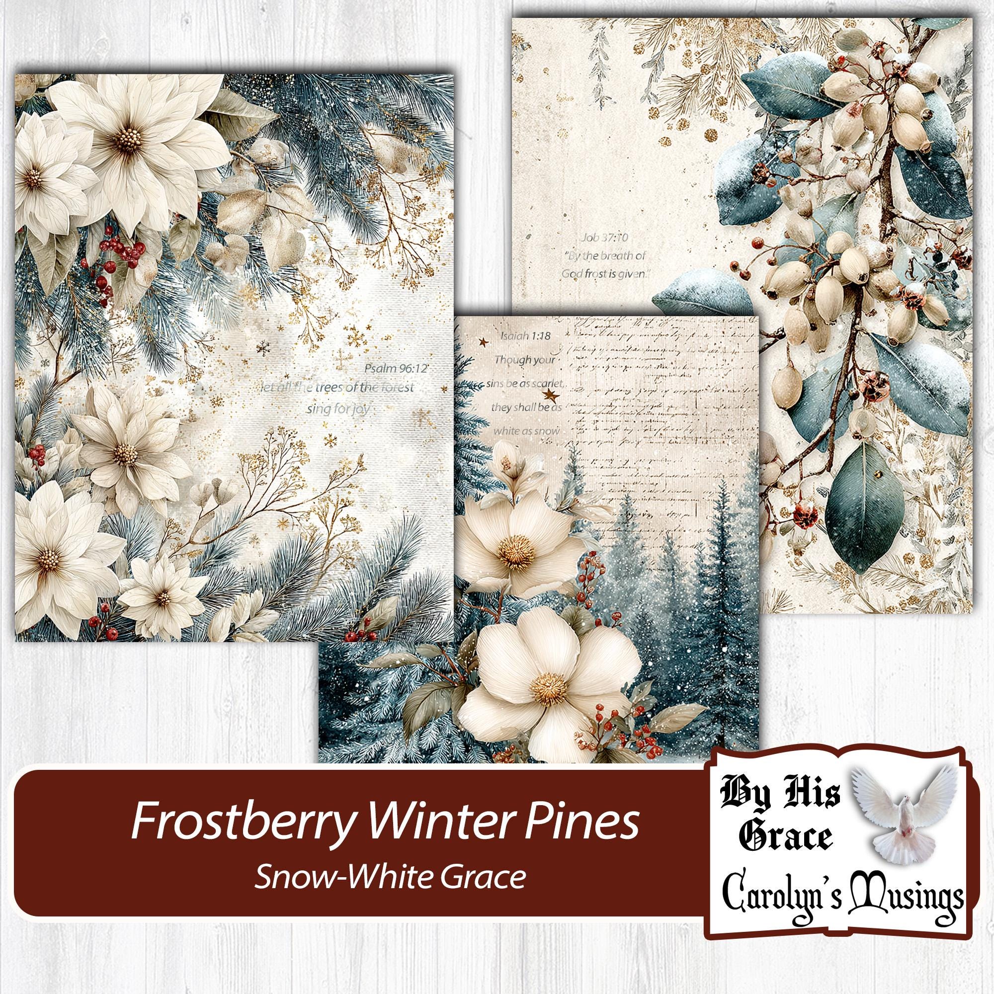 Frost Berry Winter Pines Journal Filler Papers: Snow-white Grace ...