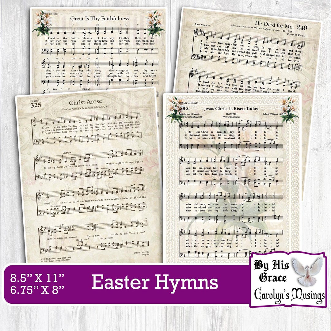 Printable Vintage Easter Hymn Sheets: Junk Journal Ephemera (digital ...
