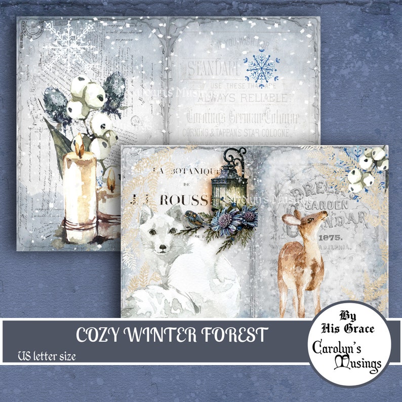 Junk Journal Cozy Winter Forest Woodland Animals - Etsy