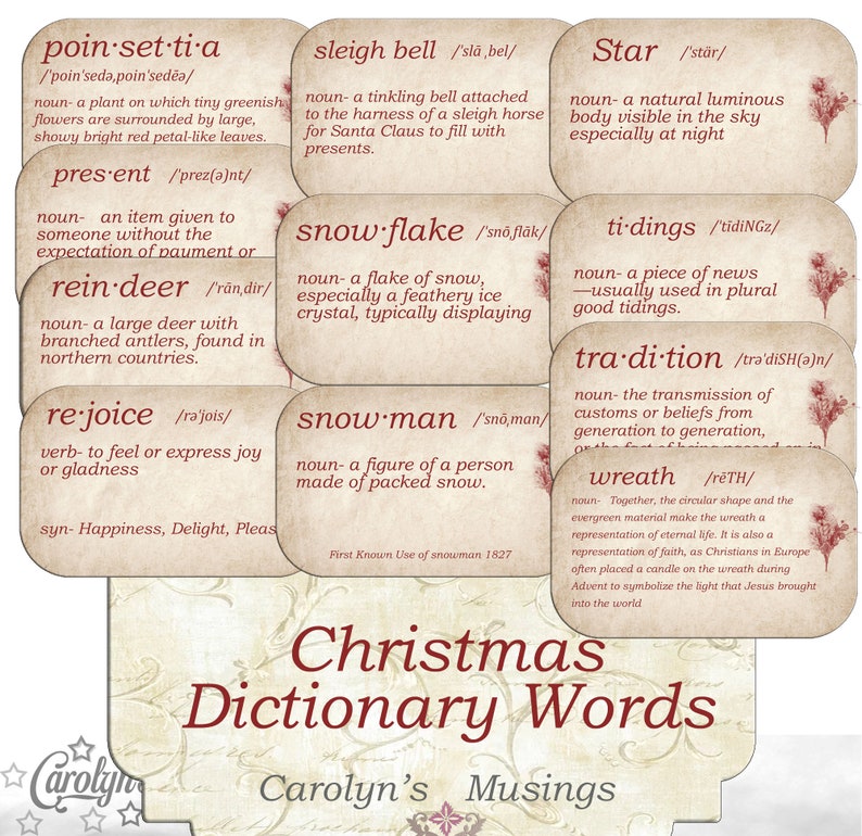 Christmas Dictionary Words Junk Journal Printable Journal - Etsy