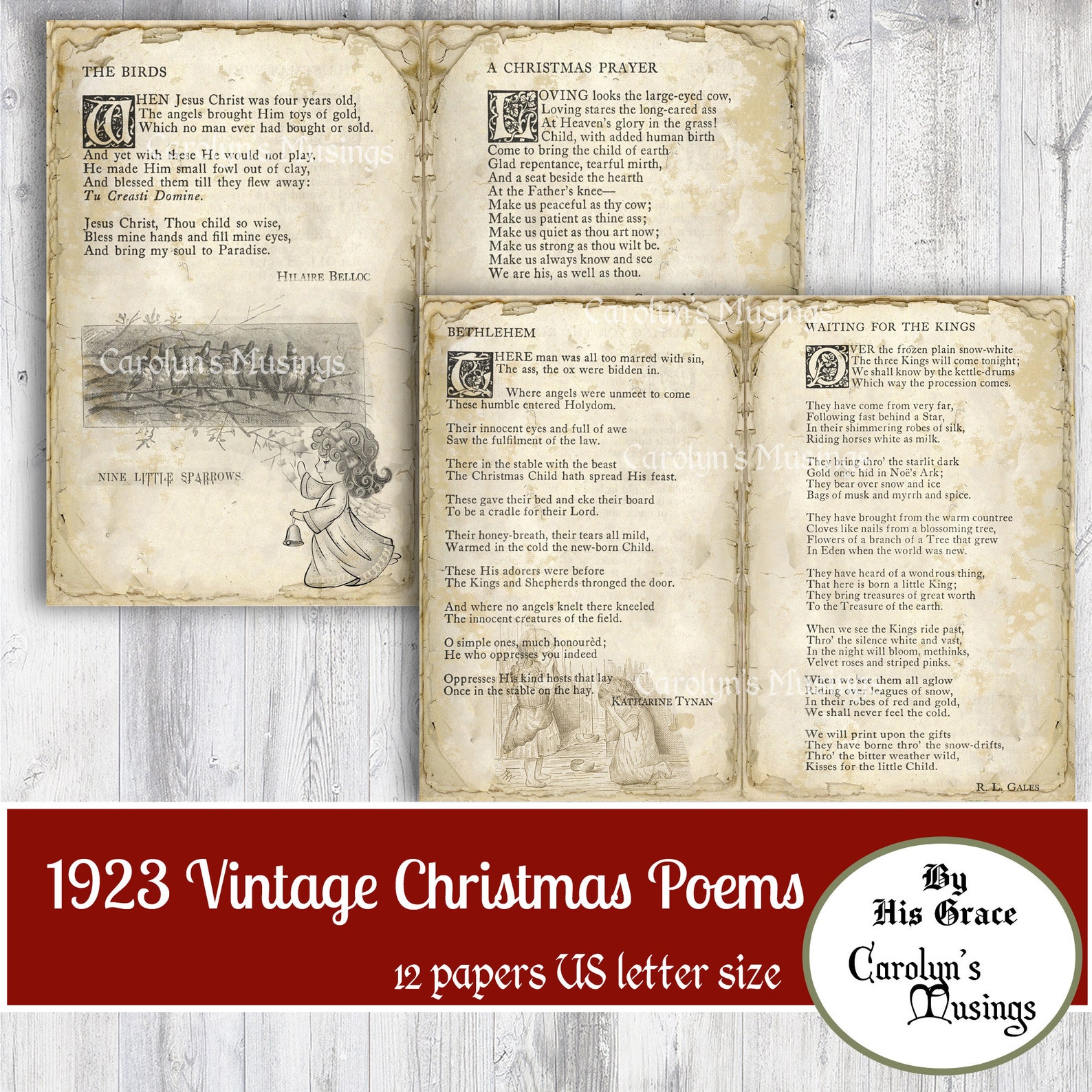 Junk Journal, Vintage Christmas, 1923, Christian Christmas, Poems ...
