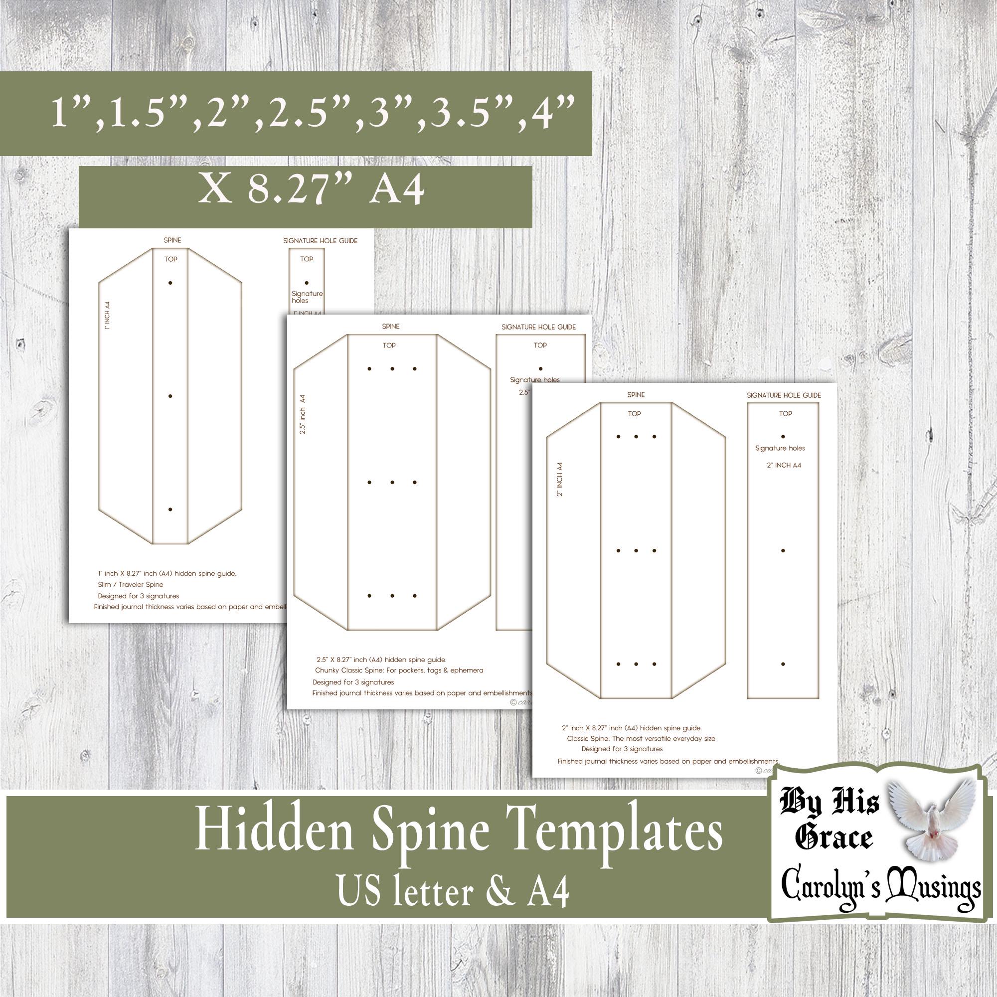 Junk Journal Spine Template, Signature Hole Guide, US Letter an A4 ...