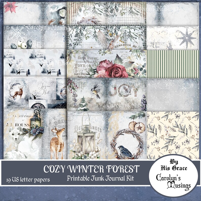 Junk Journal Cozy Winter Forest Woodland Animals - Etsy