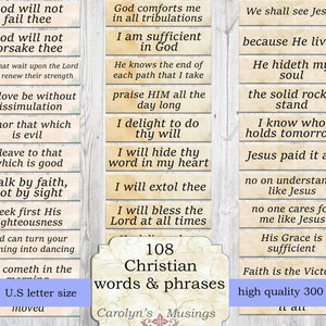 Christian Words and Phrases, Printable Prayer Journal Ephemera With ...